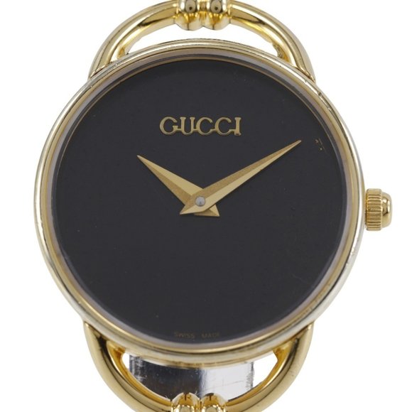 Gucci | Accessories | Gucci Watch 6002l Gold Plated X Leather Quartz ...